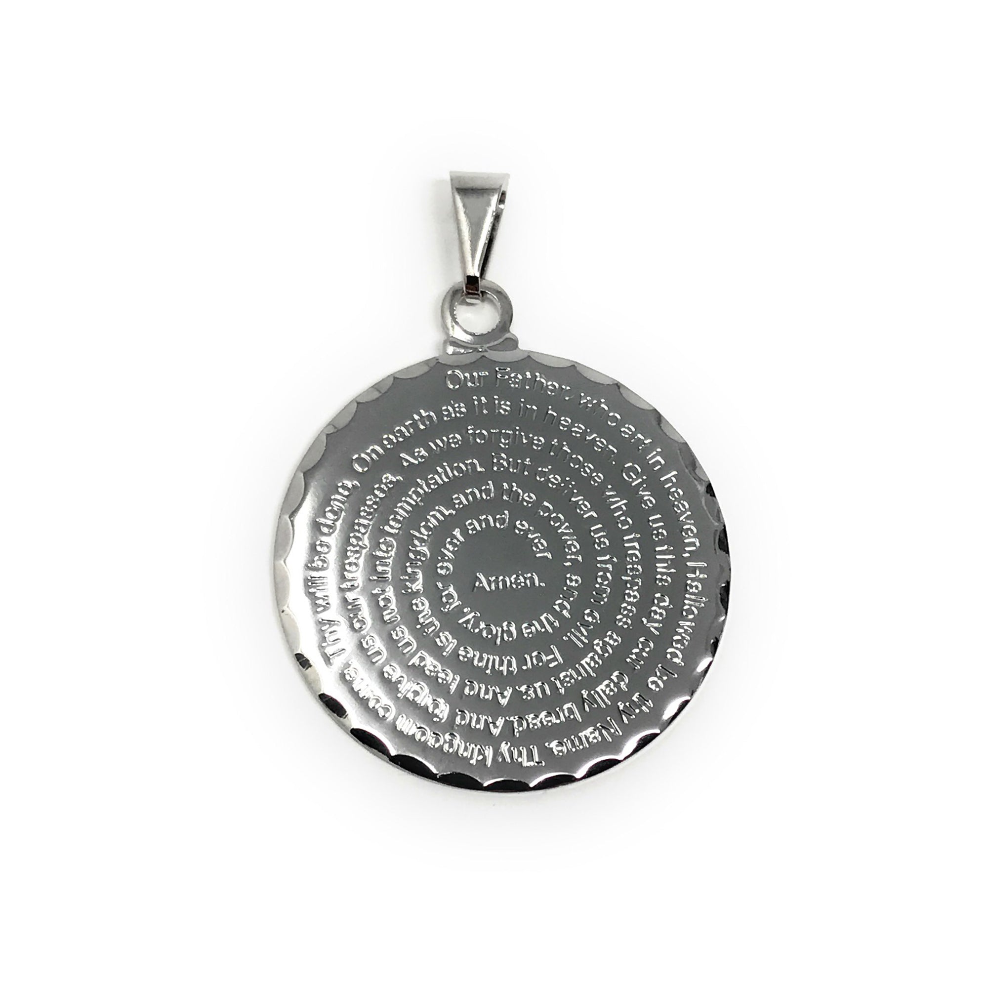 Lord's Prayer Our Father Prayer Medal Silver Plated 1'' Engraved